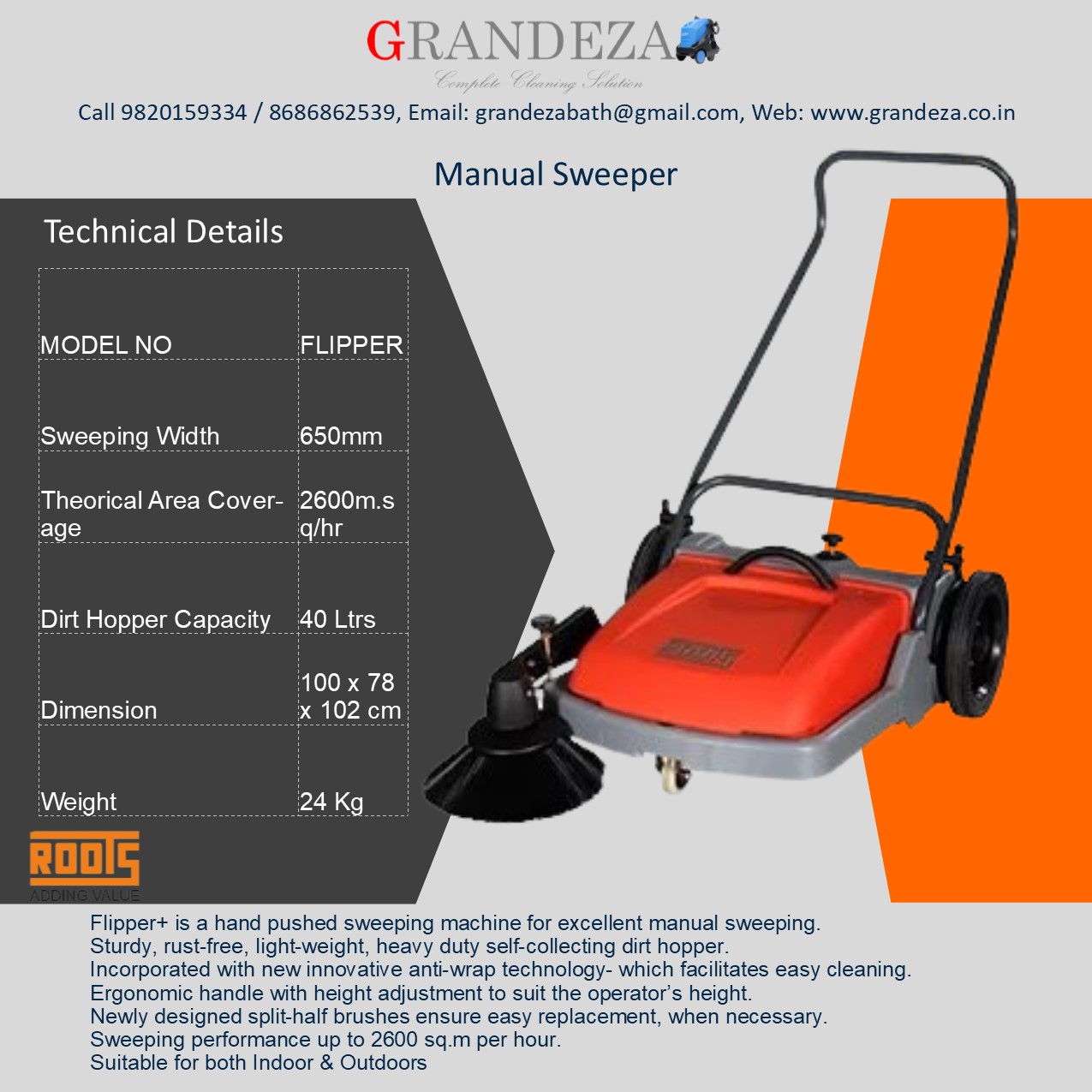 ROOTS Flipper Manual Sweeper – grandeza