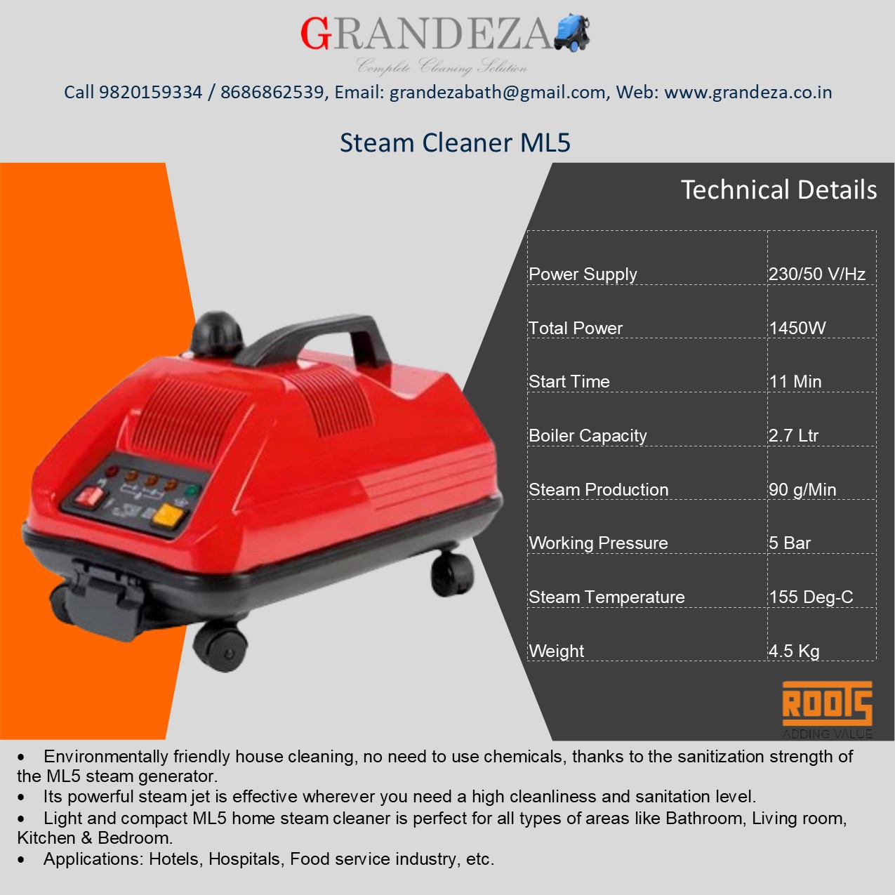 ROOTS Steam Cleaner ML5 – grandeza